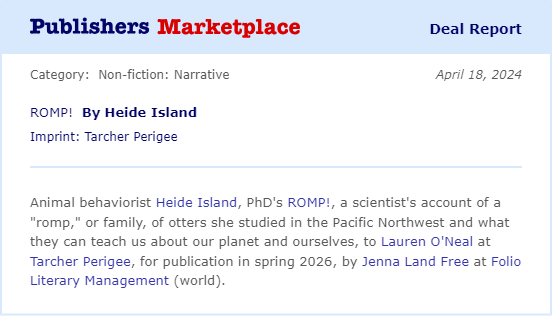 “Romp!” Is under contract with Tarcher/Perigee! | Heide Island, Ph.D.